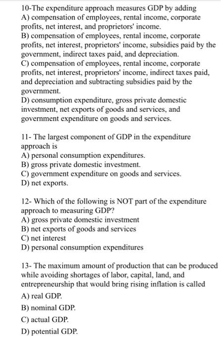 Solved Home work 1-GDP 1-Gross domestic product A) includes | Chegg.com