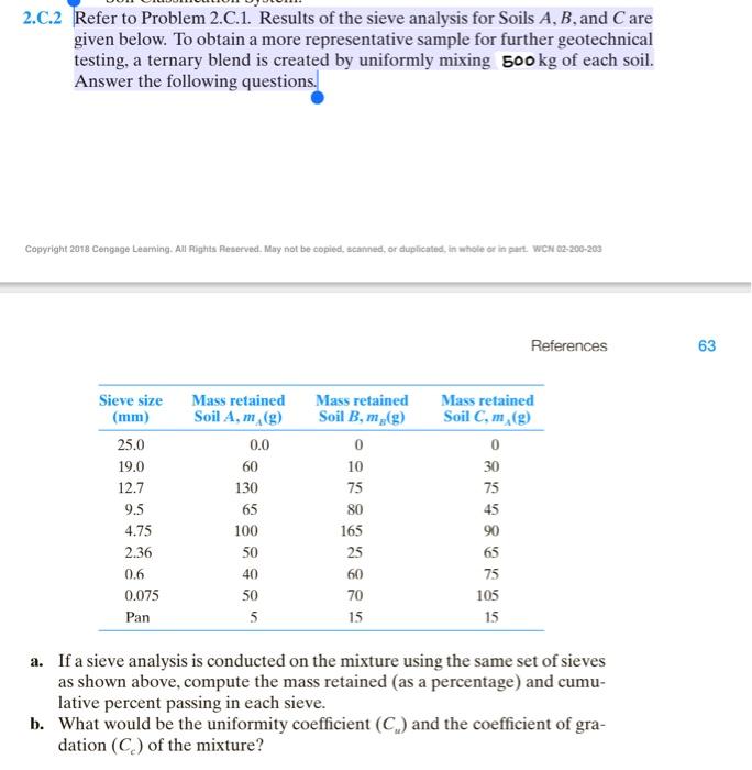 Solved 2.C.2 Refer to Problem 2.C.1. Results of the sieve | Chegg.com