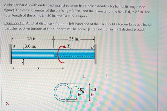 Solved A circular bar AB with ends fixed against rotation | Chegg.com