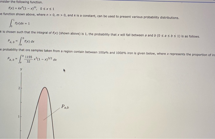 Solved onsider the following function. f(x) = kx"(1 - x)", | Chegg.com