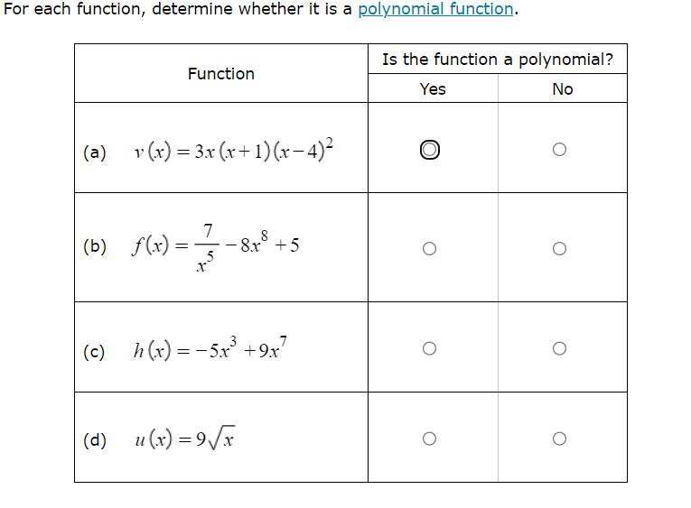 Solved For each function, determine whether it is a | Chegg.com