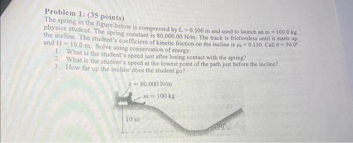 Solved Problem 1: (35 points) The spring in the figure below | Chegg.com