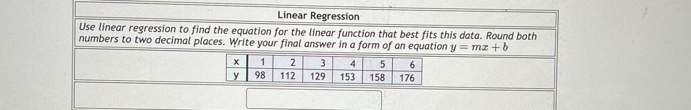 Solved Linear RegressionUse linear regression to find the | Chegg.com