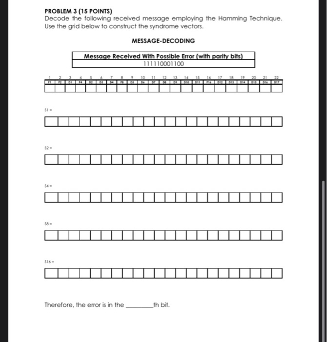 Solved PROBLEM 3 (15 POINTS) Decode the following received | Chegg.com