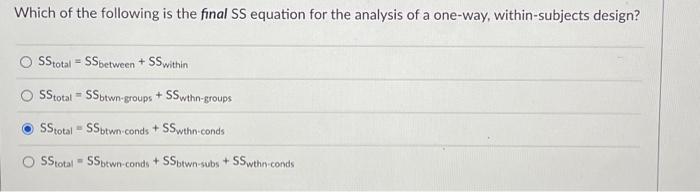 Solved Which of the following is the final SS equation for | Chegg.com