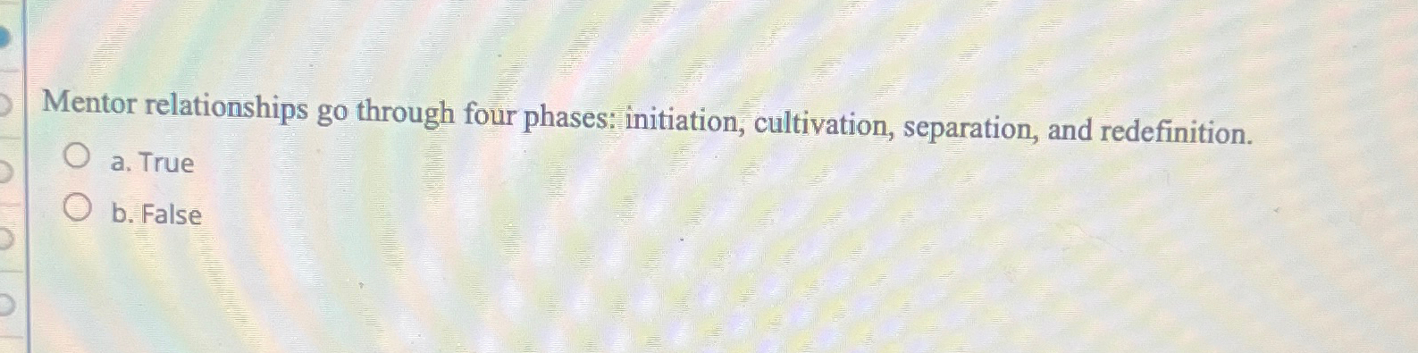 Solved Mentor relationships go through four phases: | Chegg.com