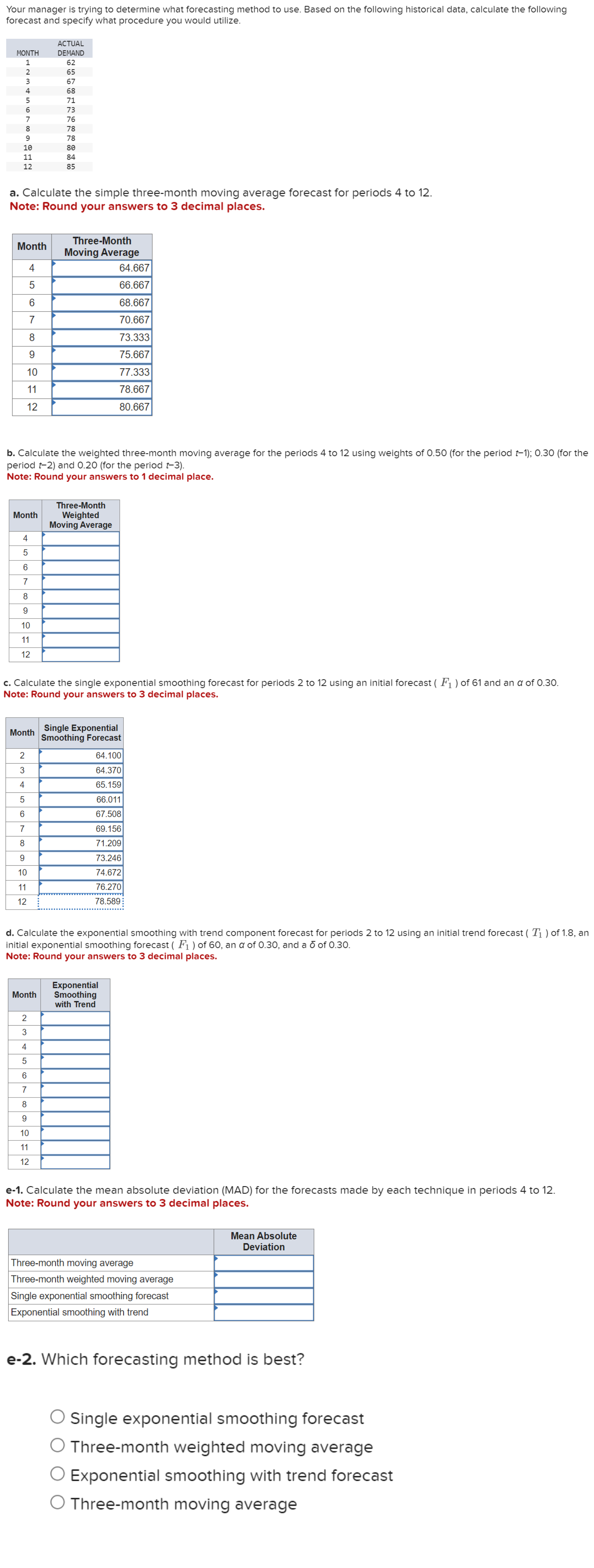 Solved Your manager is trying to determine what forecasting | Chegg.com
