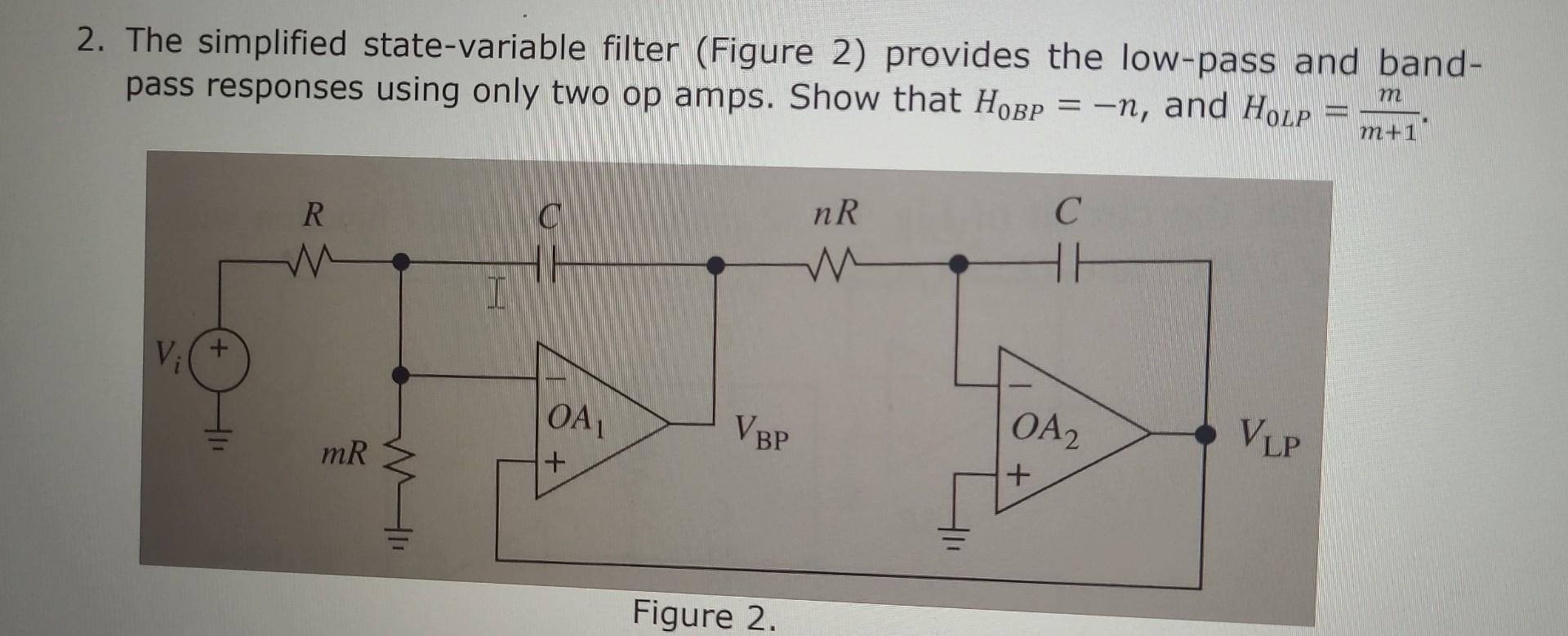 Solved 2. The simplified state-variable filter (Figure 2) | Chegg.com