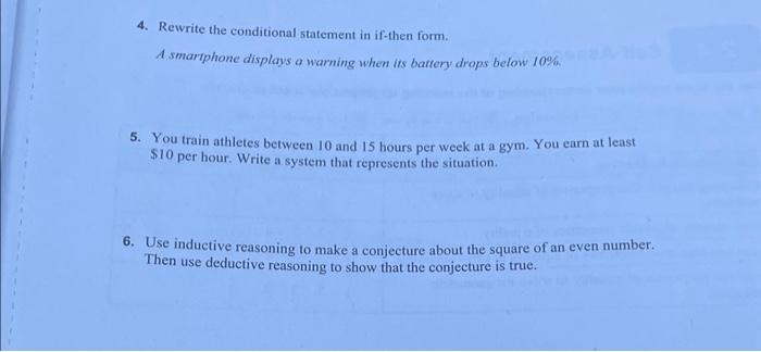 4. Rewrite the conditional statement in if-then form. | Chegg.com