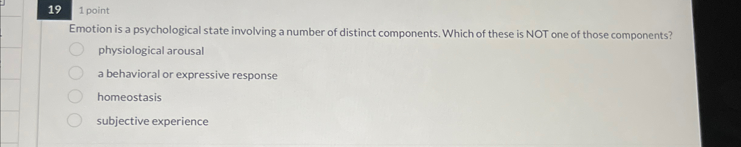Solved 191 ﻿pointEmotion is a psychological state involving | Chegg.com