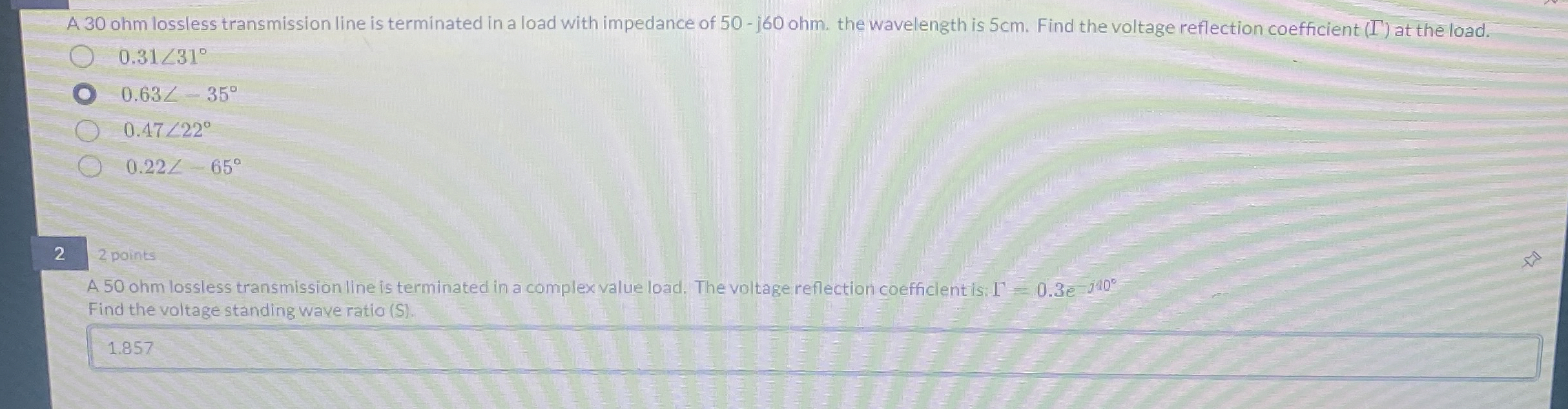 Solved A 30 ﻿ohm lossless transmission line is terminated in | Chegg.com