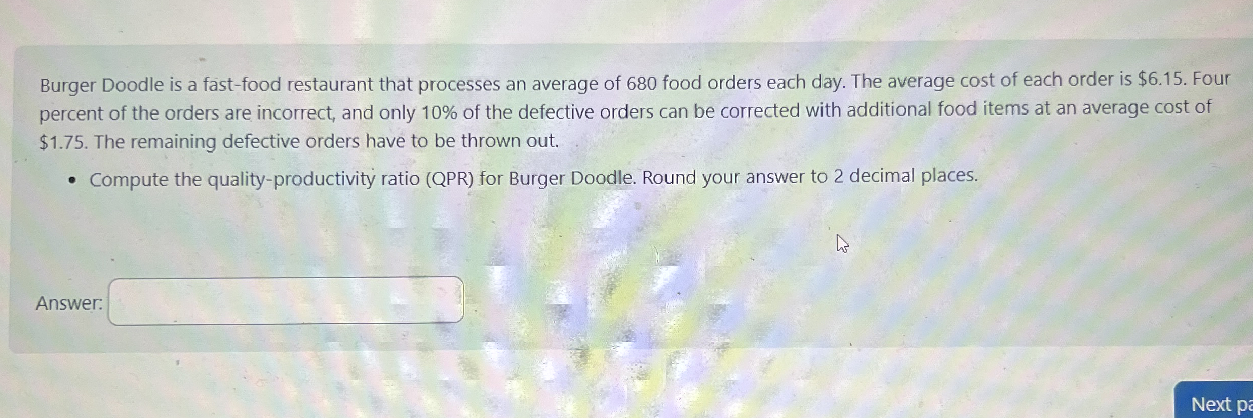 Solved Burger Doodle is a fast-food restaurant that | Chegg.com