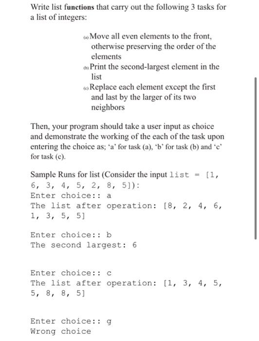 Solved Write list functions that carry out the following 3 | Chegg.com