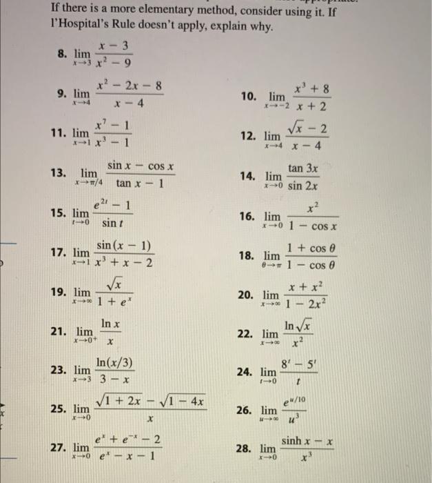 Solved If there is a more elementary method, consider using | Chegg.com