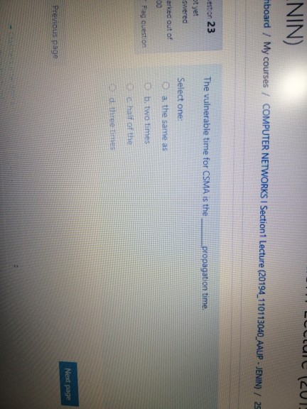 Solved Ur 2013 NIN) hboard / My courses / COMPUTER NETWORKS | Chegg.com