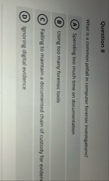 Solved Question 8what Is A Common Pitfall In Computer 0423