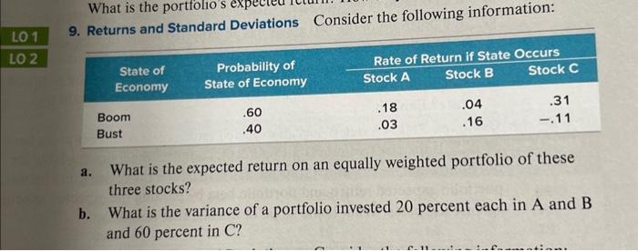 Solved 9. Returns and Standard Deviations Consider the | Chegg.com