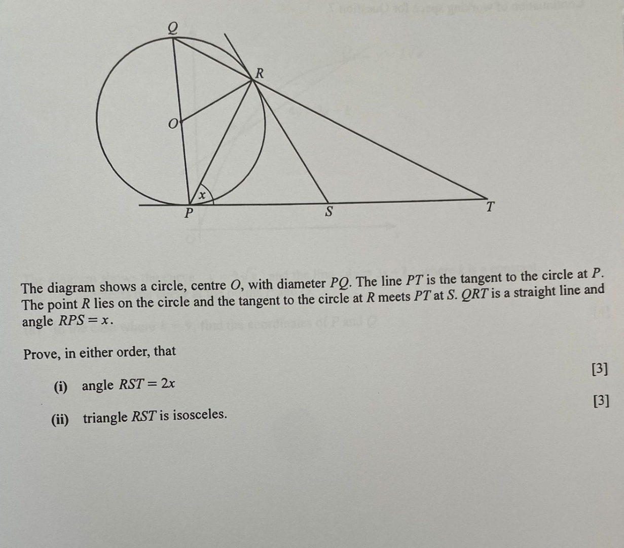 Solved The diagram shows a circle, centre O, ﻿with diameter | Chegg.com