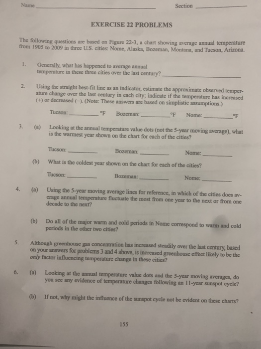 Solved Section Name EXERCISE 22 PROBLEMS The following | Chegg.com
