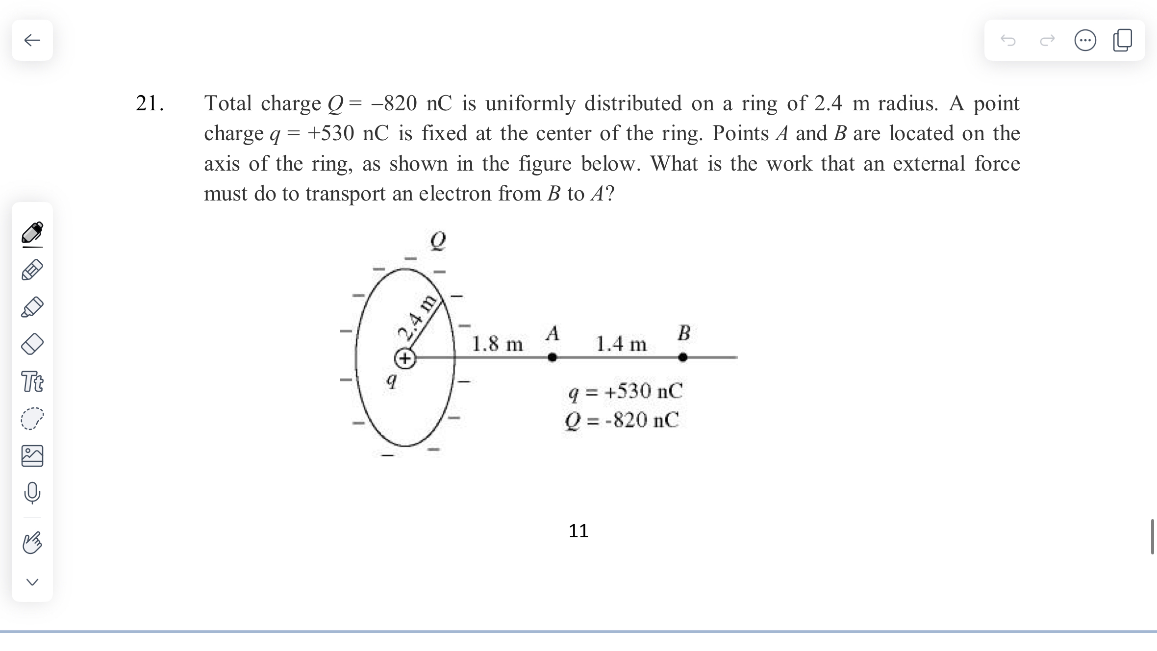 Solved Total charge Q=-820nC ﻿is uniformly distributed on a | Chegg.com