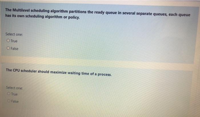 Solved The Multilevel scheduling algorithm partitions the | Chegg.com