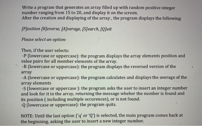 Solved Write A Program That Generates An Array Filled Up 4829