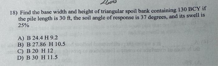 Solved 18) Find the base width and height of triangular | Chegg.com