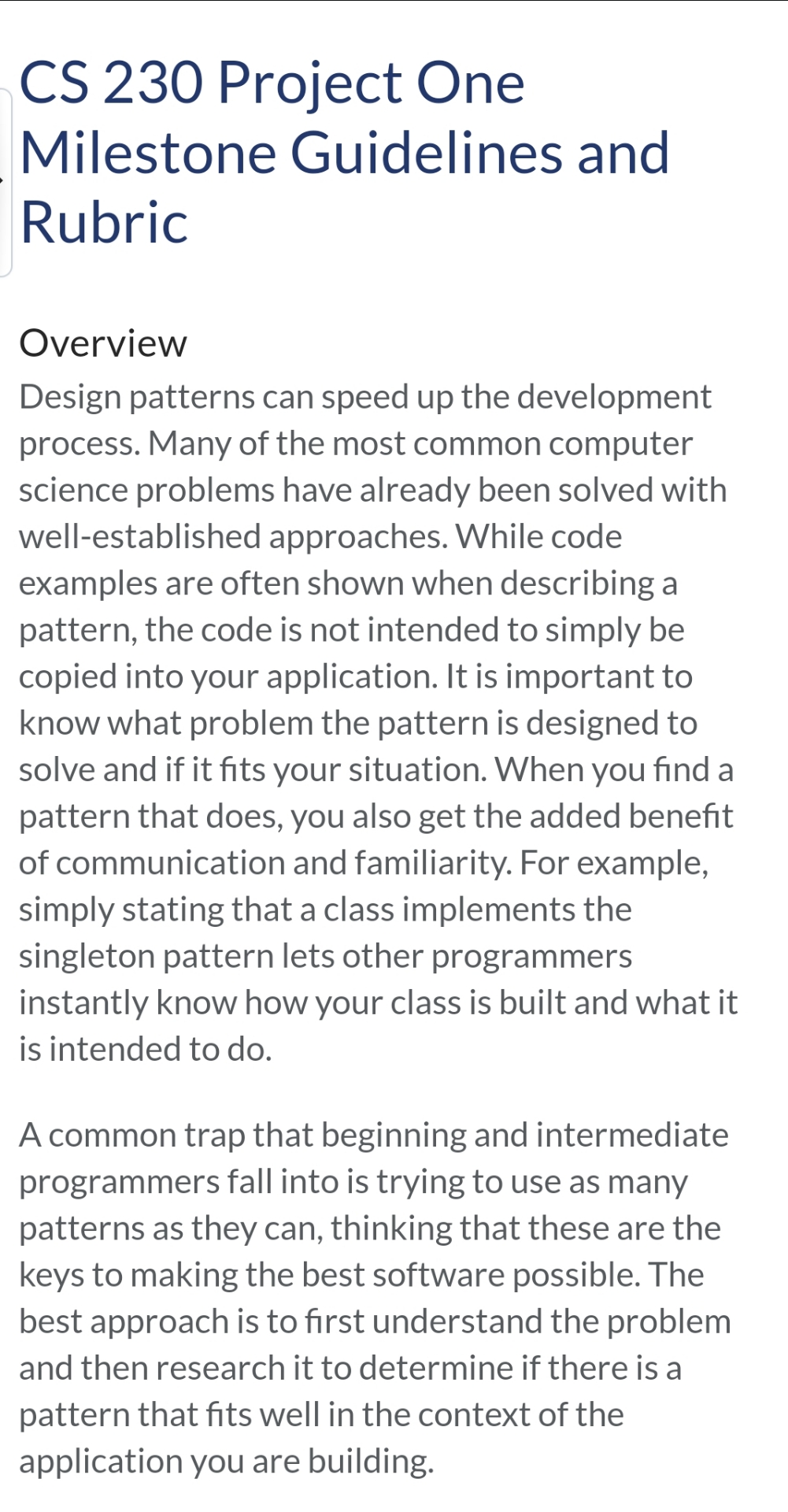 CS 230 ﻿Project One Milestone Guidelines and | Chegg.com