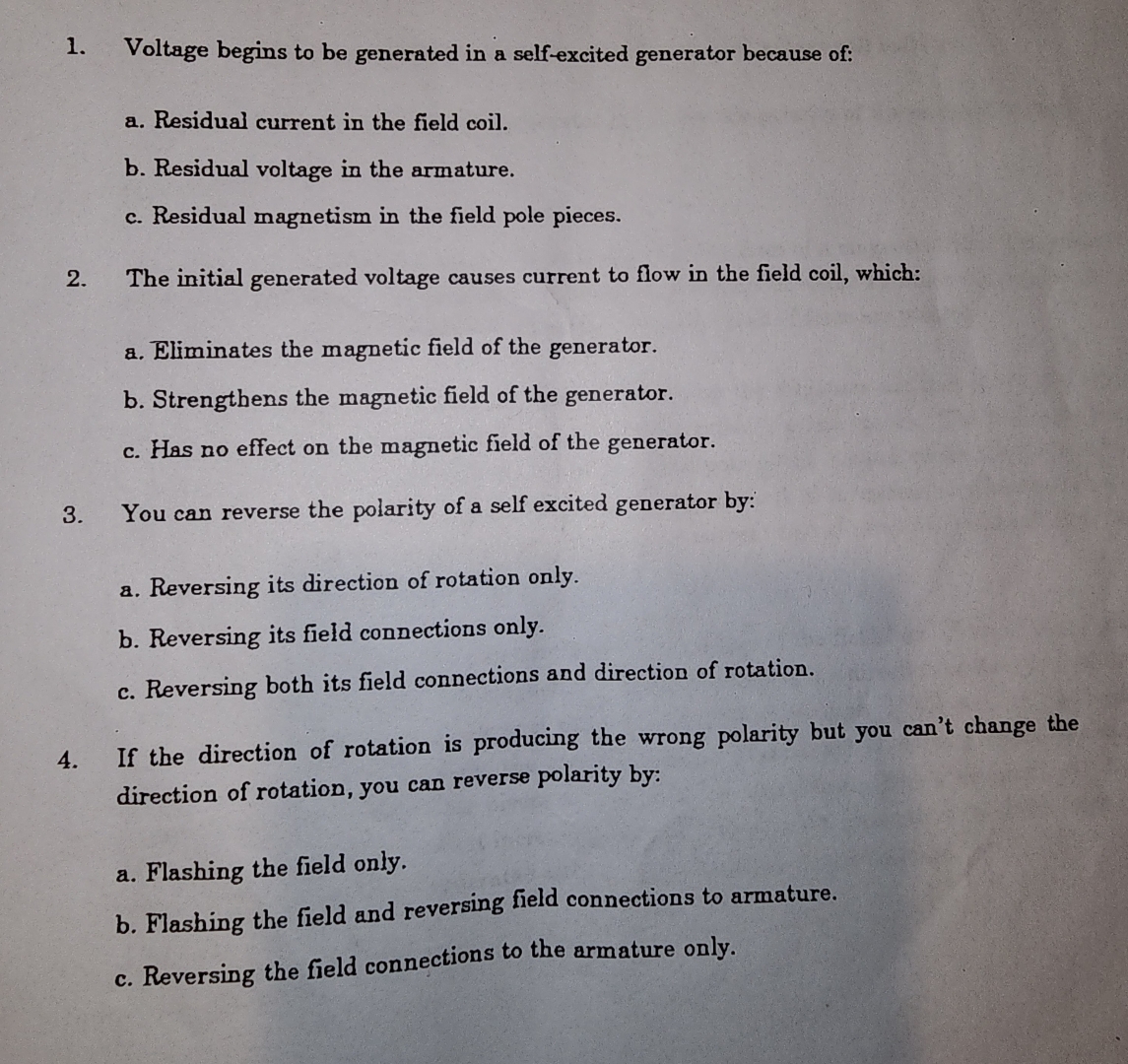 Solved Voltage begins to be generated in a self-excited | Chegg.com