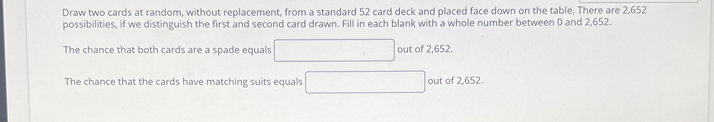 Solved Draw two cards at random, without replacement, from a | Chegg.com