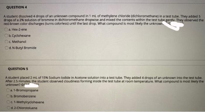 Solved QUESTION 4 a. A student dissolved 4 drops of an | Chegg.com