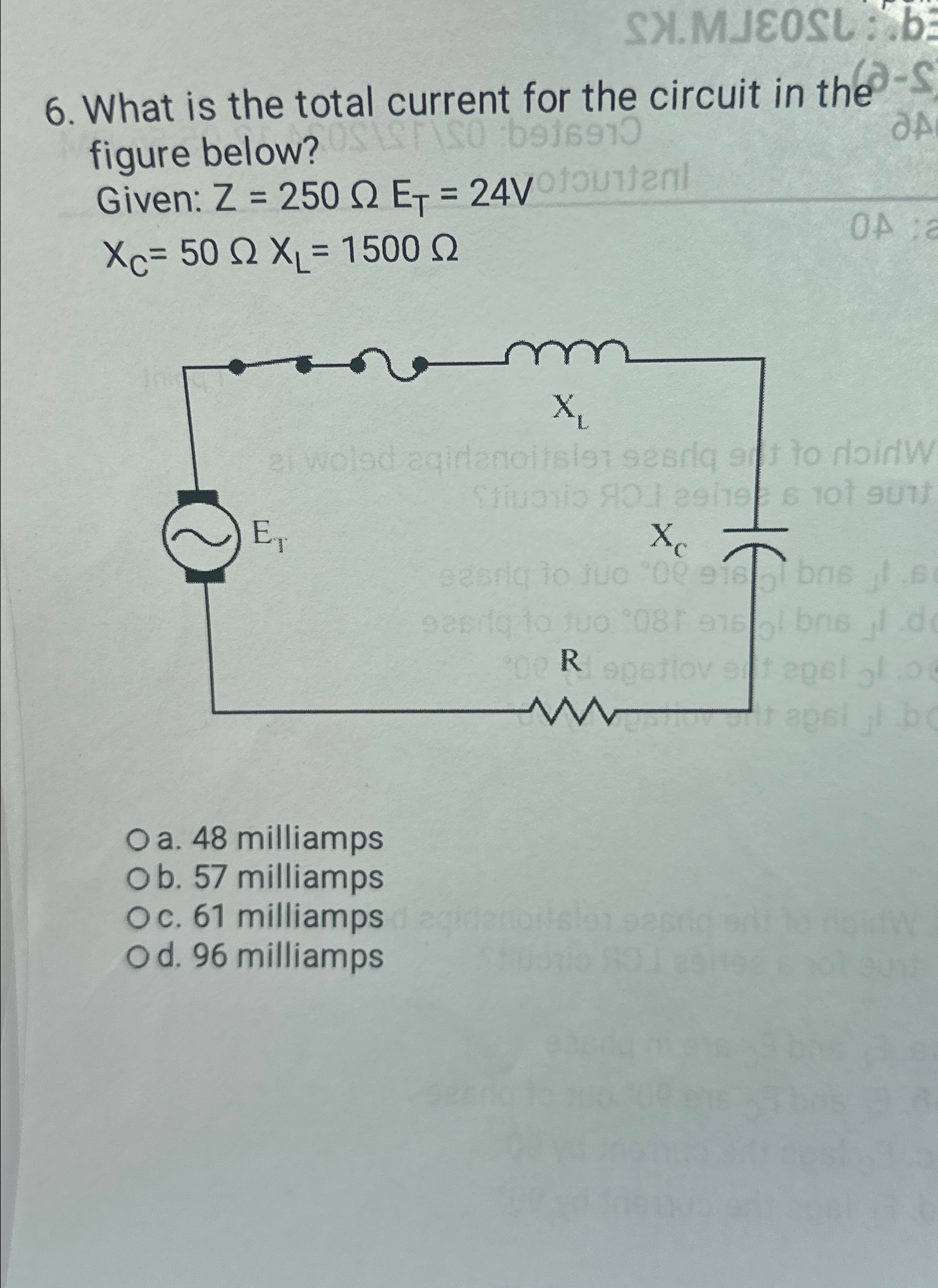 Solved What is the total current for the circuit in the | Chegg.com