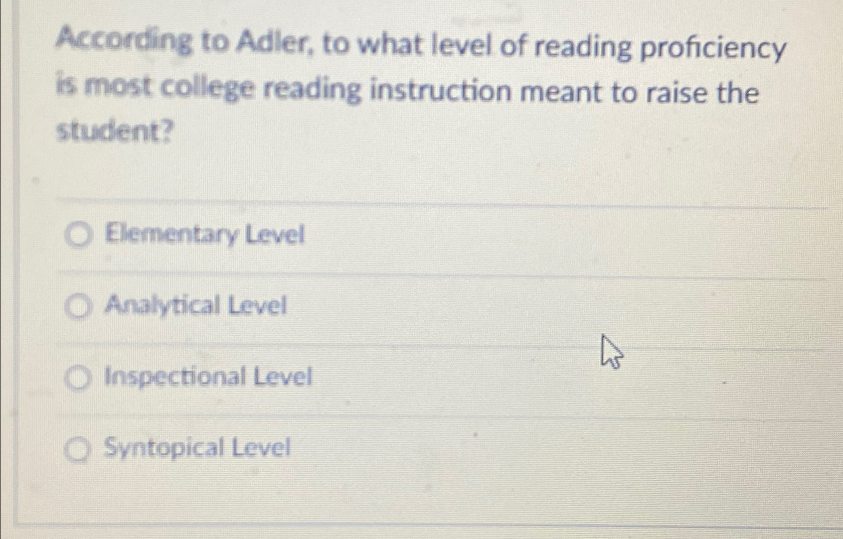Solved According to Adler, to what level of reading | Chegg.com