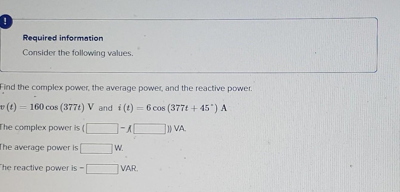 Solved Required information Consider the following | Chegg.com