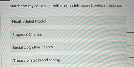 Solved Match the key constructs with the model/theory to | Chegg.com