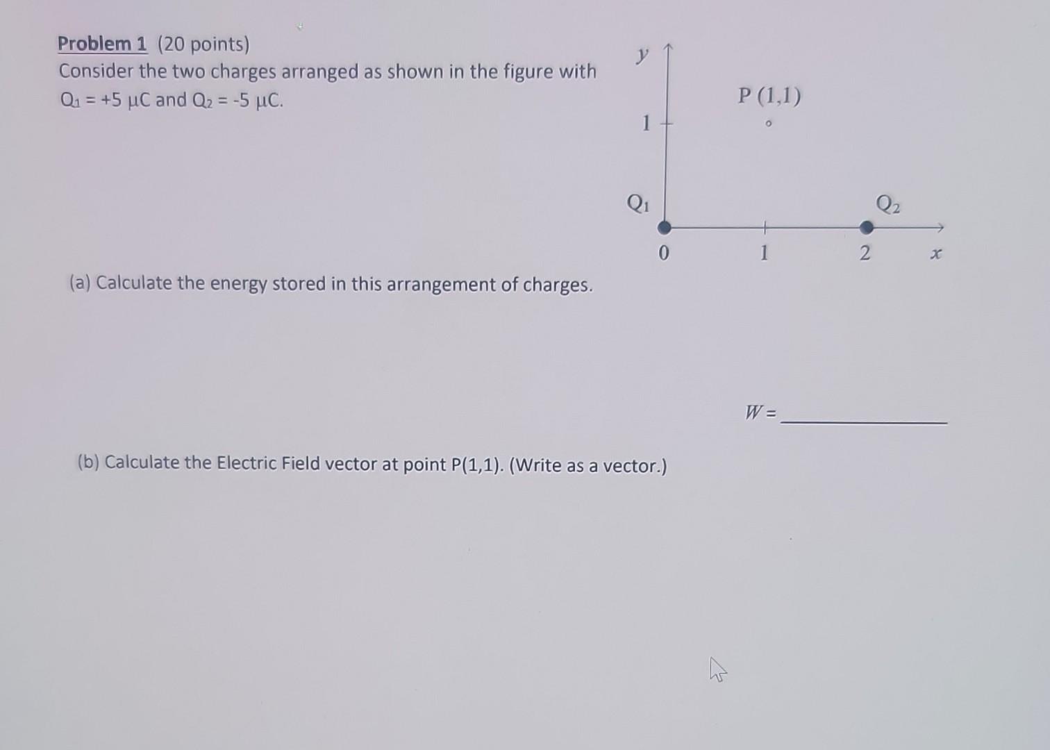 Solved Consider the two charges arranged as shown in the | Chegg.com