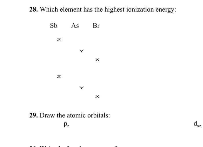 Solved 28. Which element has the highest ionization energy: | Chegg.com