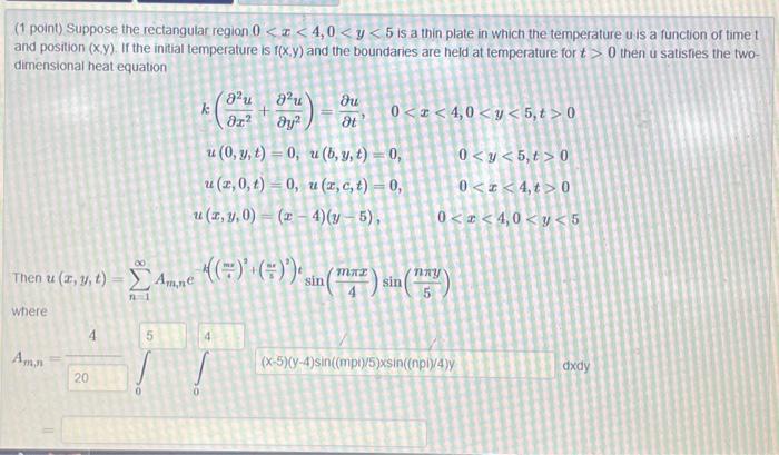 Solved (1 point) Suppose the rectangular region 0