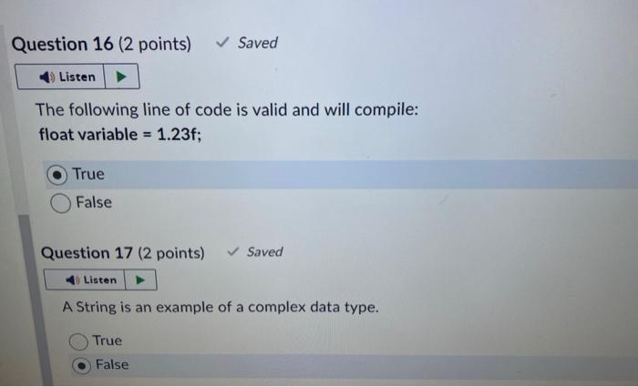 Solved The following line of code is valid and will compile: | Chegg.com