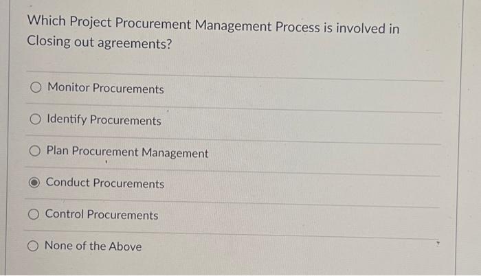 Solved Which Project Procurement Management Process is | Chegg.com