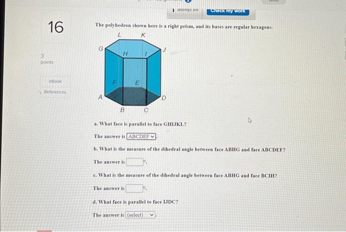 Solved The polyhedron sbown here is a right prism, aud its | Chegg.com
