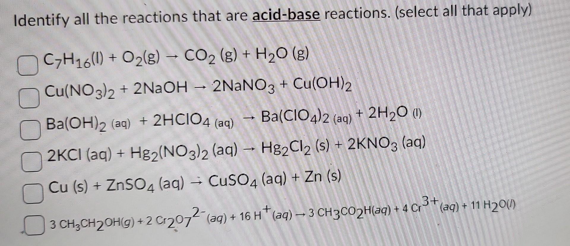 Solved Identify all the reactions that are redox reactions. | Chegg.com