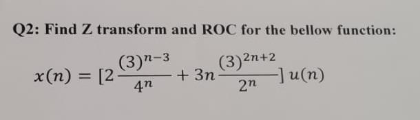 Solved Q2: Find Z transform and ROC for the bellow function: | Chegg.com