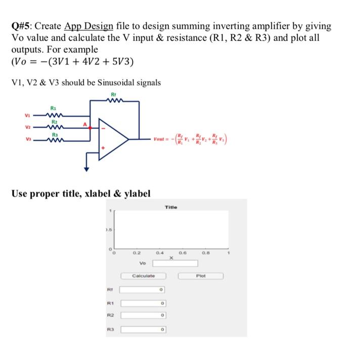 Solved Q :5: Create App Design file to design summing | Chegg.com