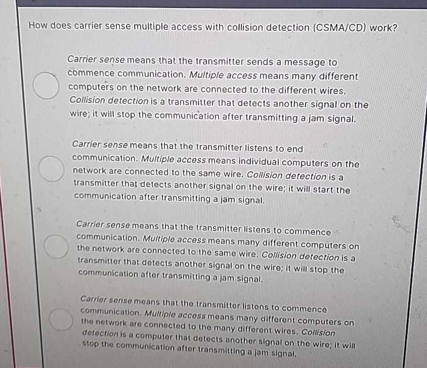 Solved How does carrier sense multiple access with collision | Chegg.com