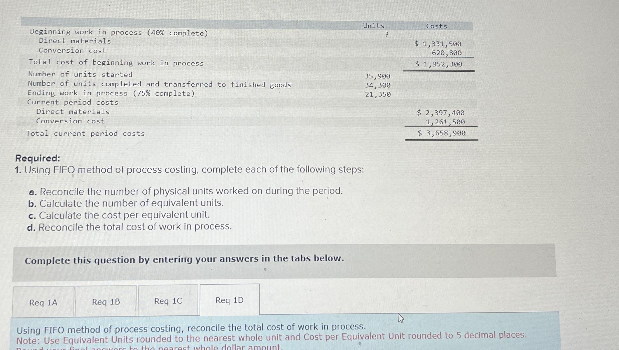 Solved Required:Using FIFO method of process costing, | Chegg.com