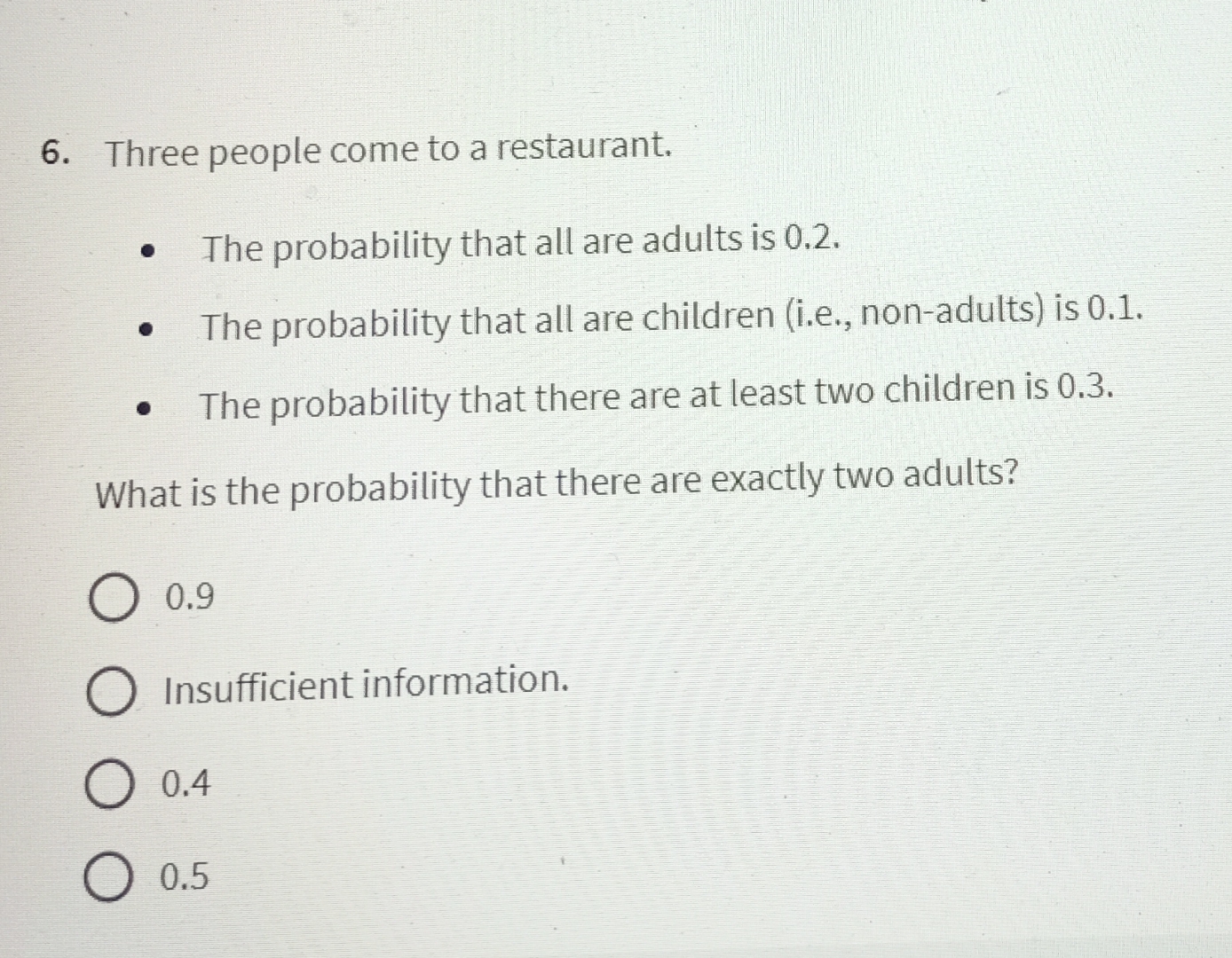 Solved Three people come to a restaurant.The probability | Chegg.com