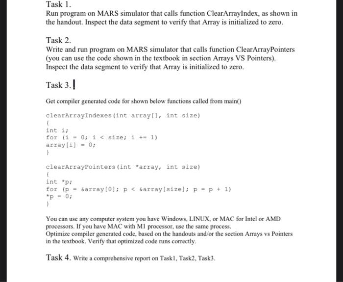 Solved Task 1. Run program on MARS simulator that calls | Chegg.com