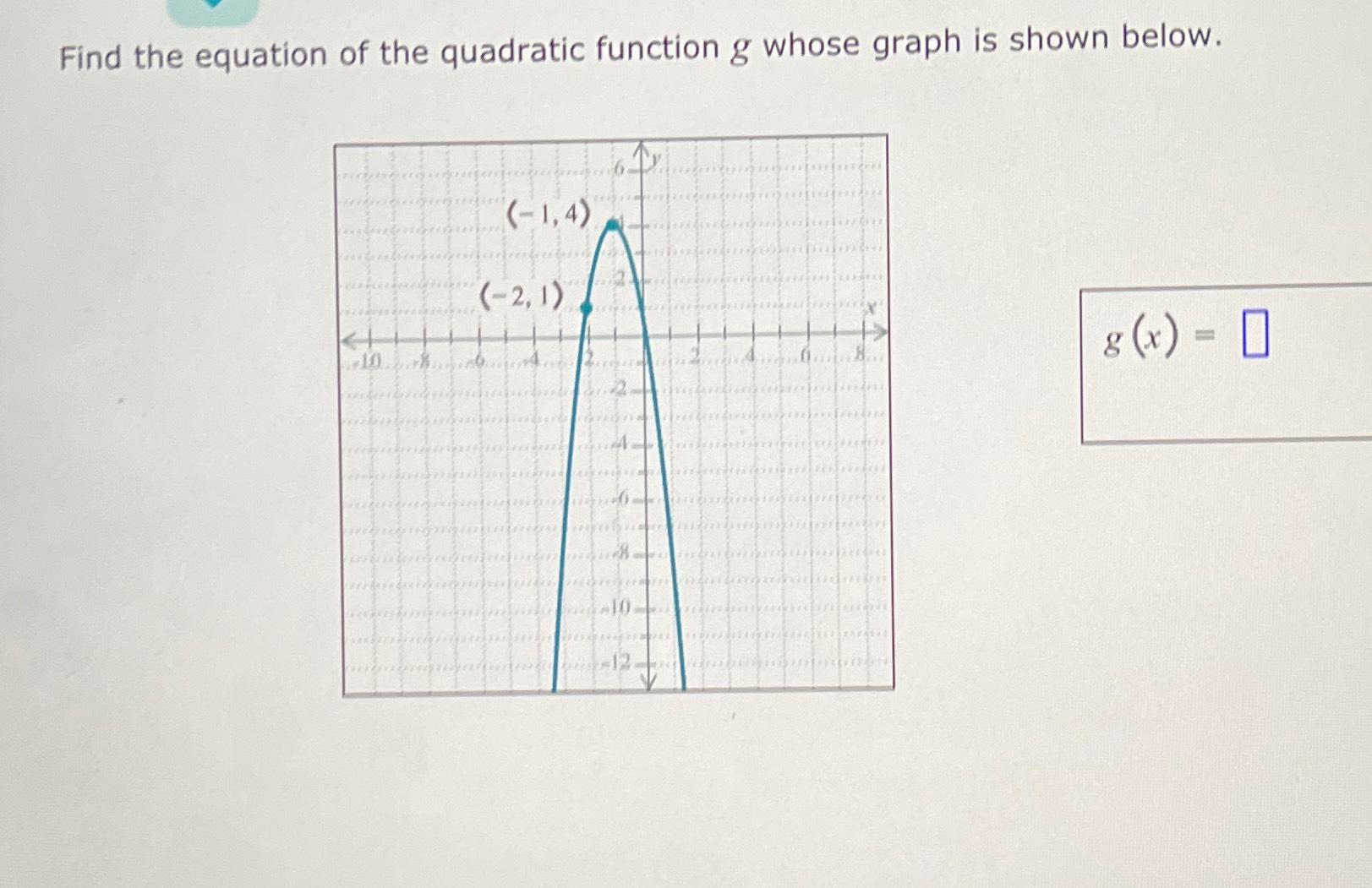 Solved Find the equation of the quadratic function g ﻿whose | Chegg.com