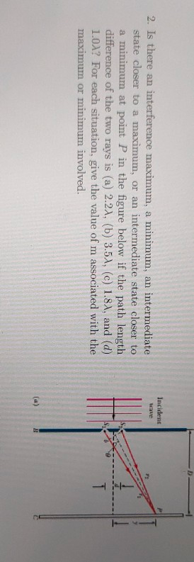 Solved Incidens 2. Is there an interference maximum, a | Chegg.com